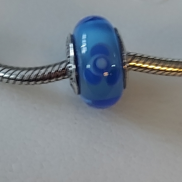 Pandora | Jewelry | Pandora Blue Flower Bead | Poshmark